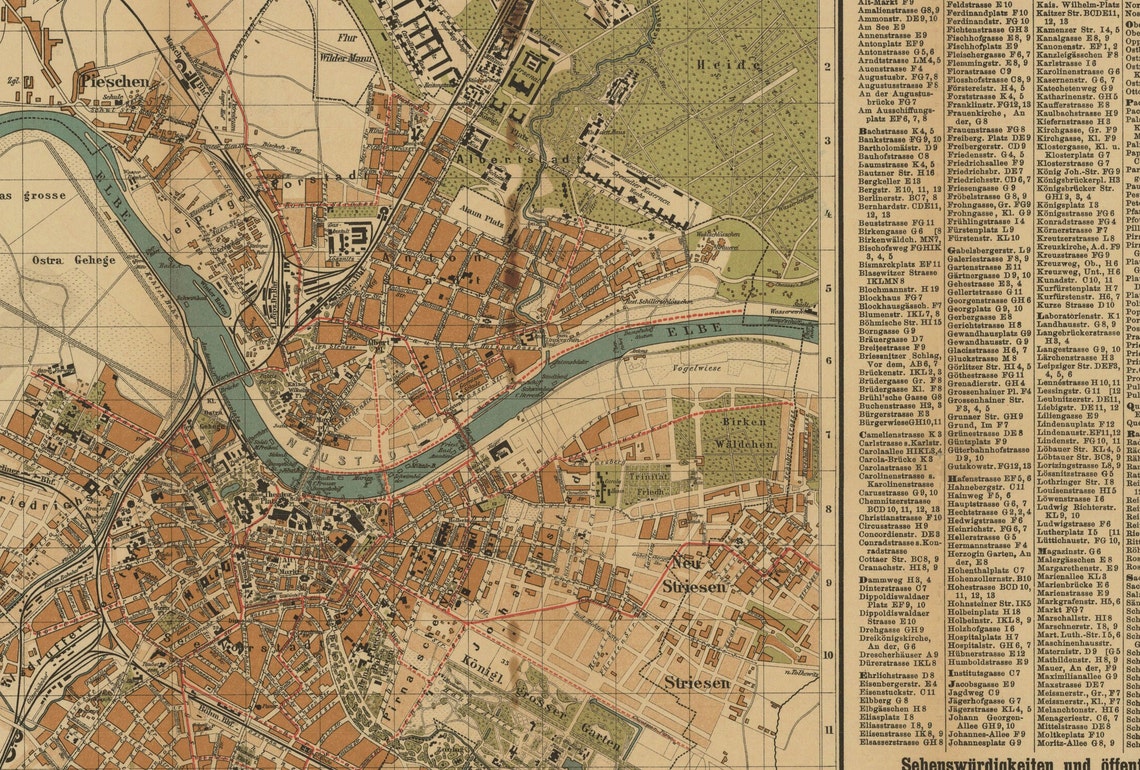 Plan Von Dresden, Dresden Stadtplan, Dresden Map, Map of Dresden, Old ...