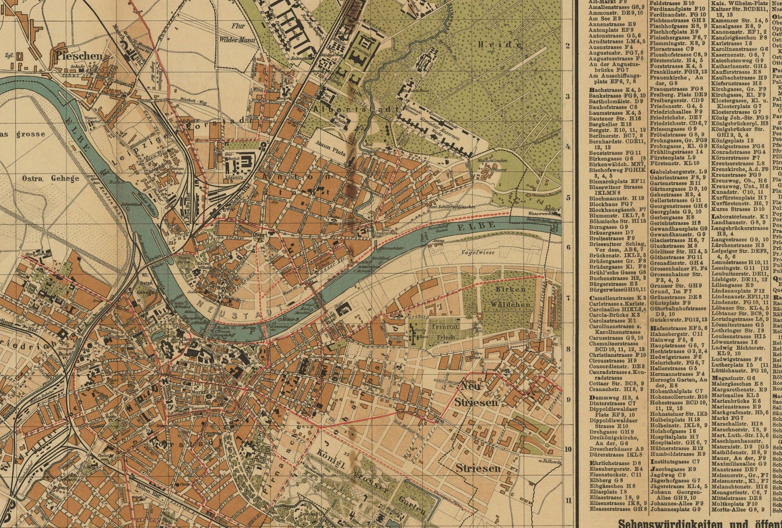 Plan Von Dresden, Dresden Stadtplan, Dresden Map, Map of Dresden, Old ...