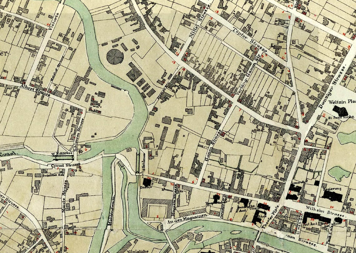 Bromberg City, Bydgoszcz Plan, Map of Bydgoszcz, Bydgoszcz Print, Old ...