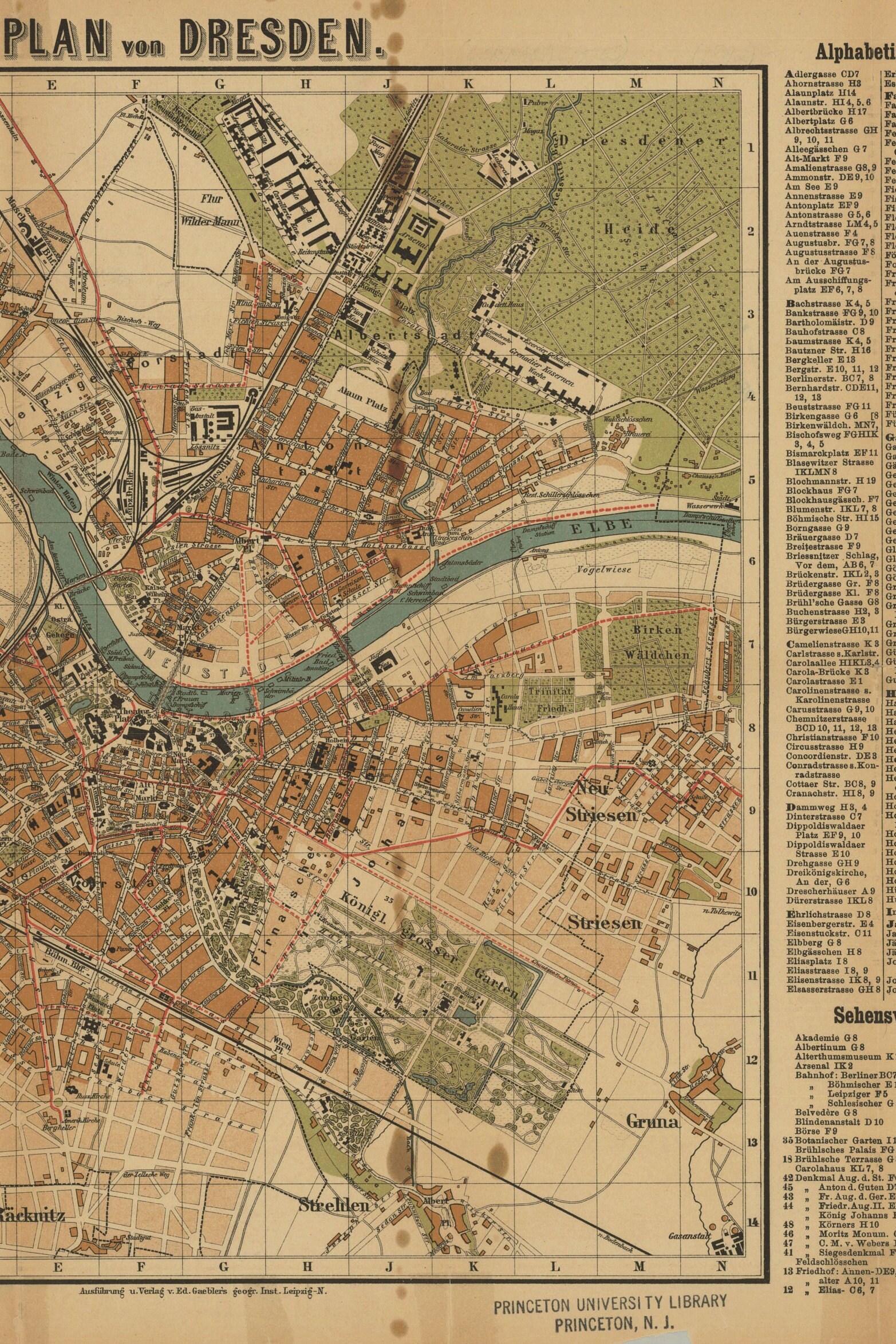 Plan Von Dresden, Dresden Stadtplan, Dresden Map, Map of Dresden, Old ...