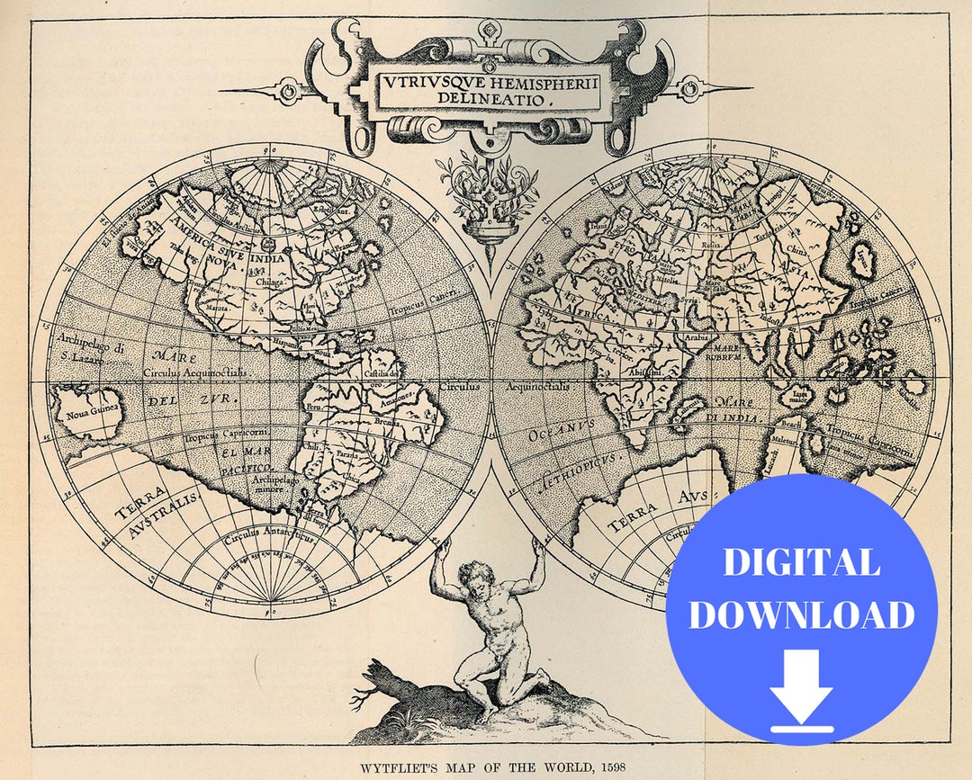 Old World Map, Digital Old World Map, Printable Download, Vintage World ...