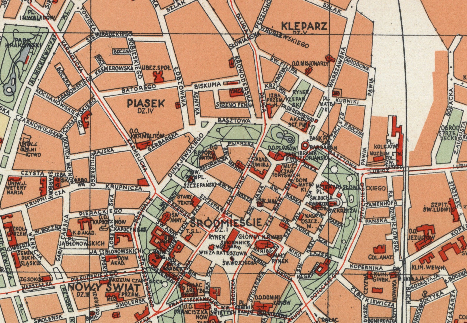 Kraków Map, Old Map of Kraków, Kraków Print, Krakow Plan, Krakow City ...