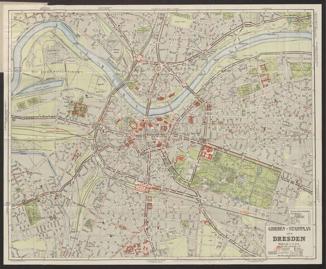Plan Von Dresden, Dresden Stadtplan, Dresden Map, Map of Dresden, Old ...