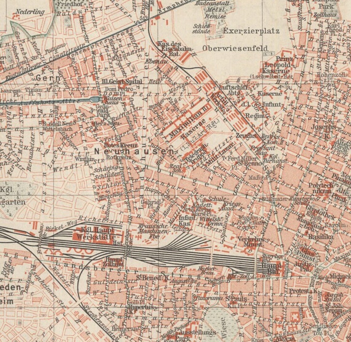 Plan Von Munich, Munich Stadtplan, Munich Map, Map of Munich, Munchen ...