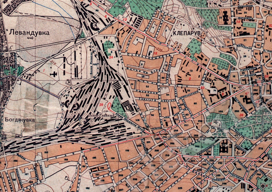 Lviv Map, Map of Lvov, Mapa Lwowa, Miasto Lwów, Lvov City, Lviv Print ...