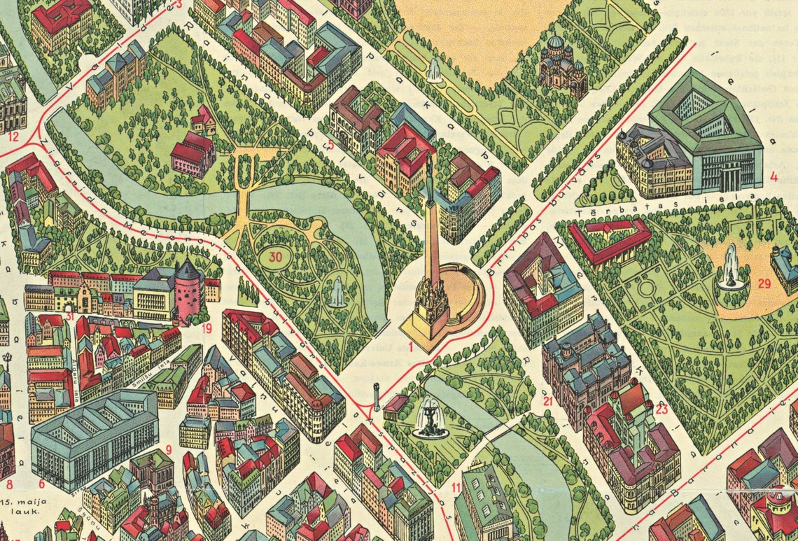 Riga Map Old Map of Riga Latvia Map Wall Decor Europe - Etsy