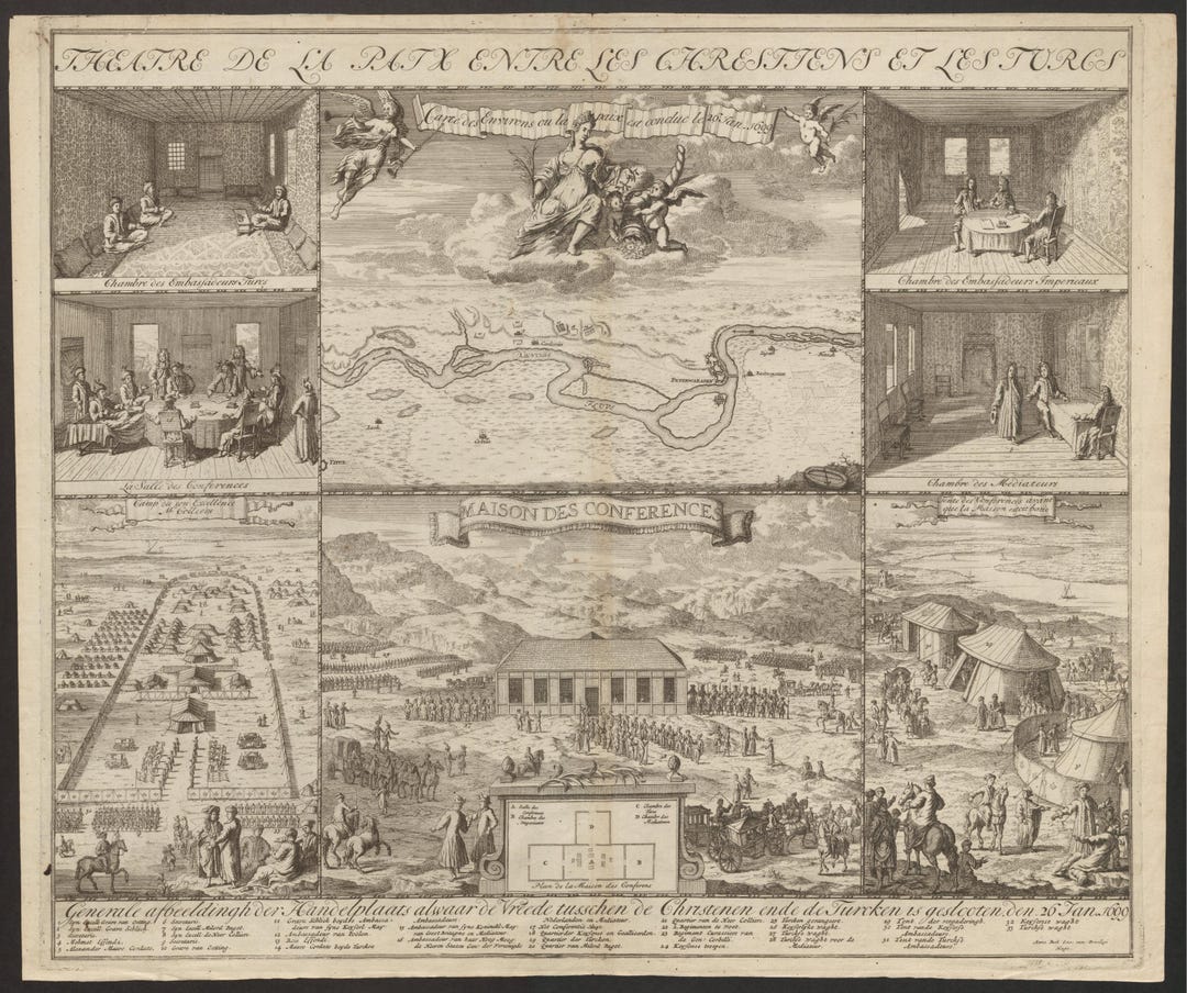 1699 Treaty of Karlowitz Plan, Map of the Surroundings, Old Poster ...