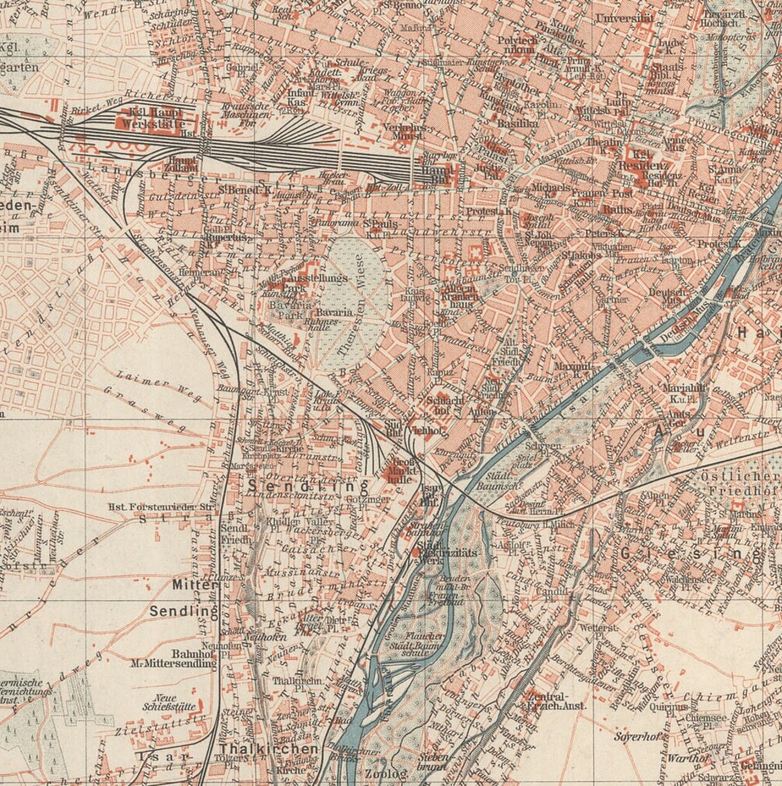 Plan Von Munich, Munich Stadtplan, Munich Map, Map of Munich, Munchen ...