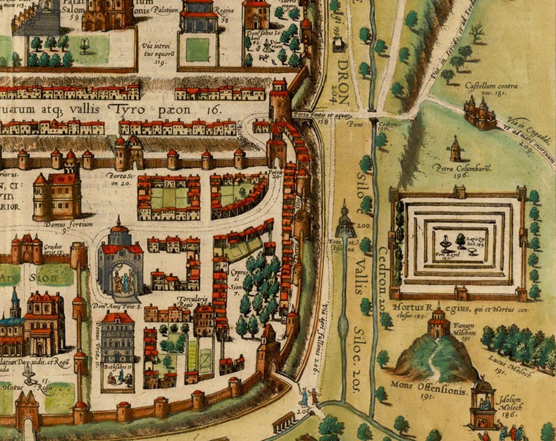 Mapa de Jerusalén, Mapa de la Antigua Jerusalén, Mapa Vintage de ...