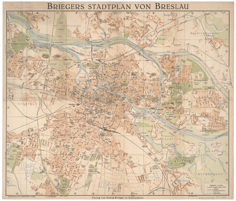 Old Map of Wroclaw, Wroclaw Poland Art, Wroclaw Poland, Wroclaw Poster ...