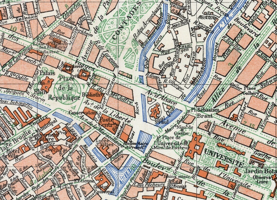 Strasbourg Map Strasbourg Art Print Map of France Vintage - Etsy UK