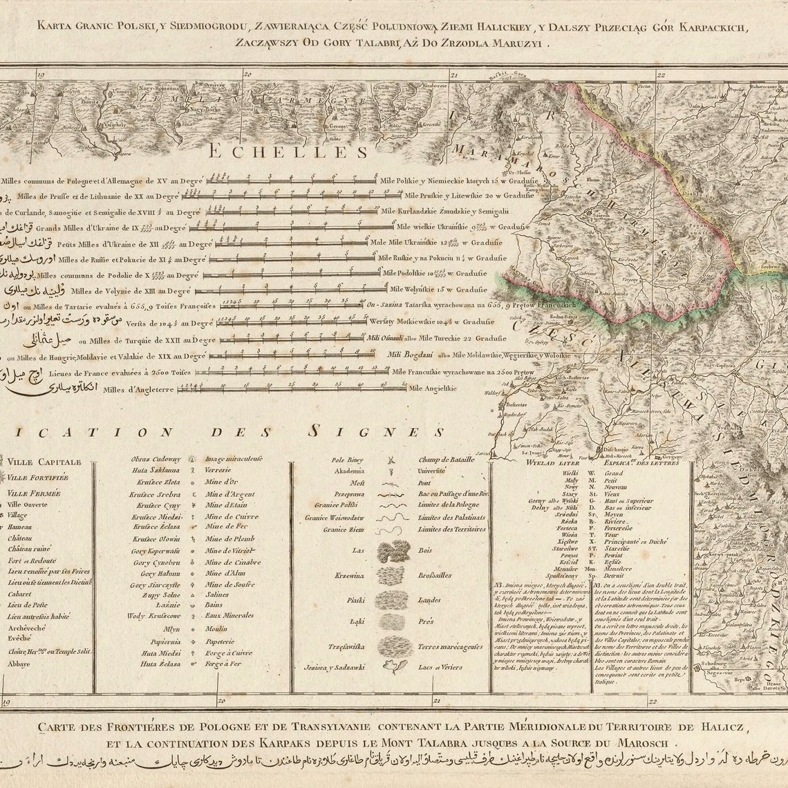 Map of the Borders of Poland and Transylvania Southern Part - Etsy