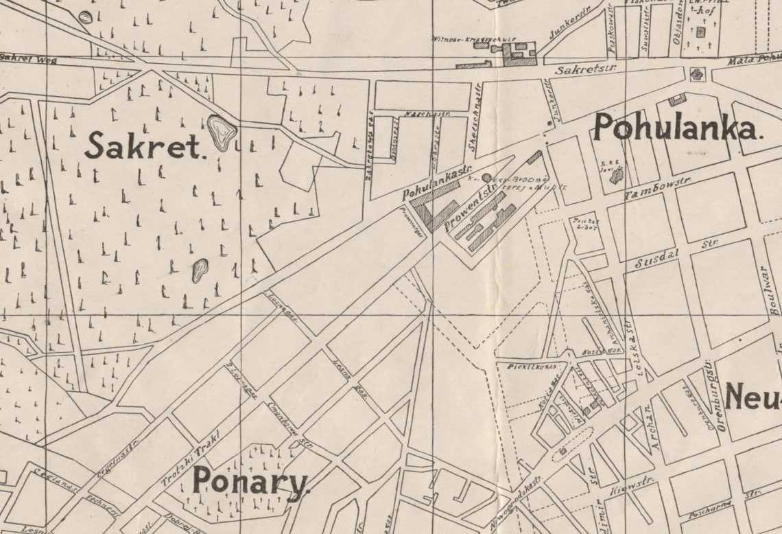 Wilno Map, Old Wilno Map, Retro Wilno Map, Map of Wilno, Retro Map of ...