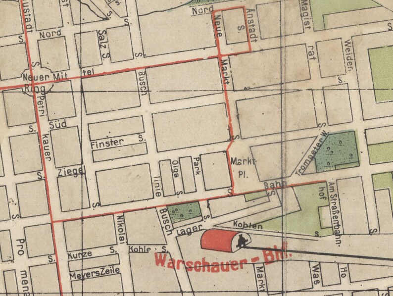 Lodz Map, Map of Lodz, Lodz Plan, Lodz Print, Old Lodz Map, Vintage ...