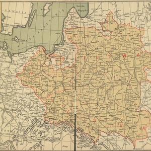 Map of Poland Within the Borders of 1772, Vintage Map of Poland, Poland ...