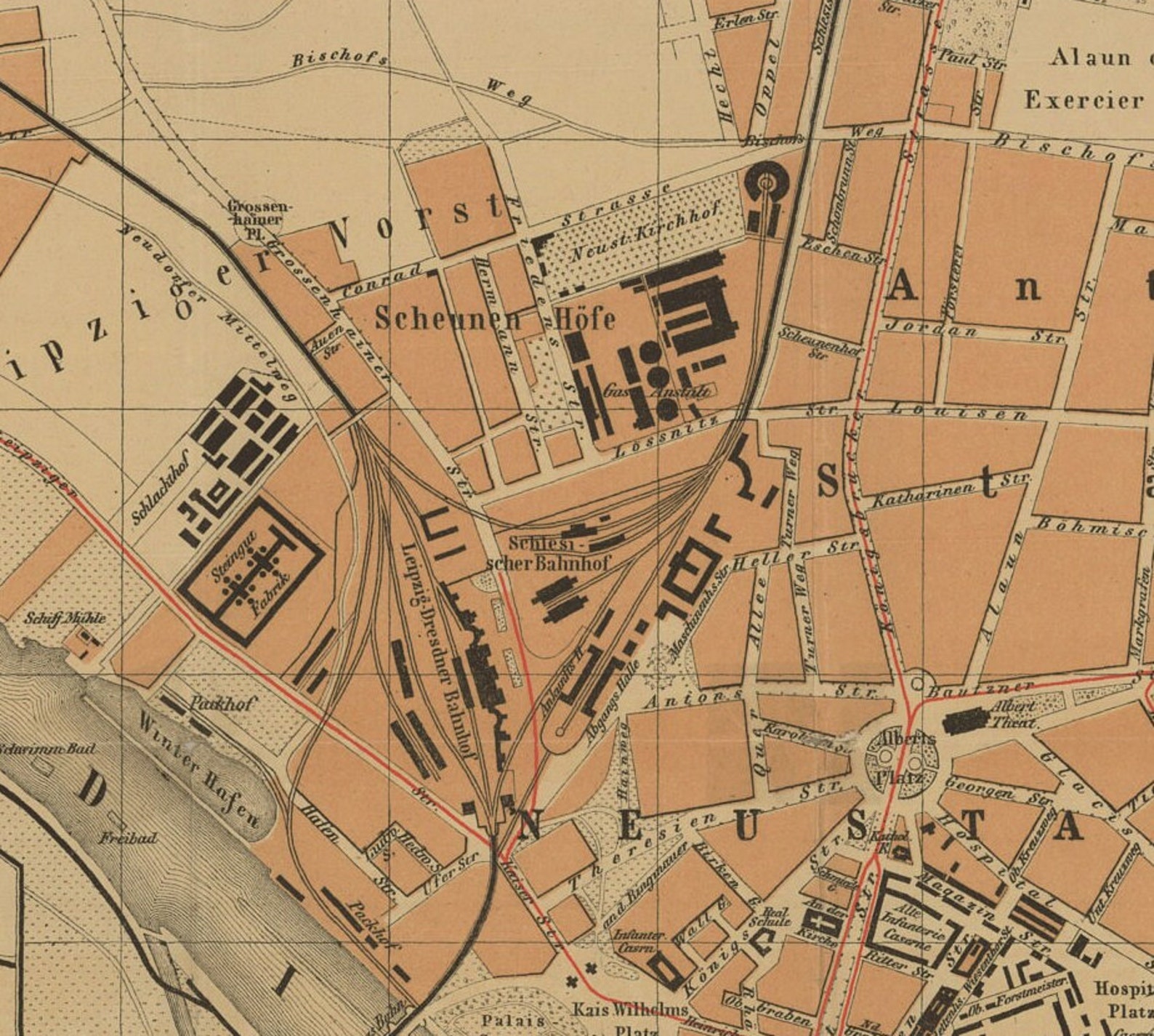 Plan Von Dresden, Dresden Stadtplan, Dresden Map, Map of Dresden, Old ...