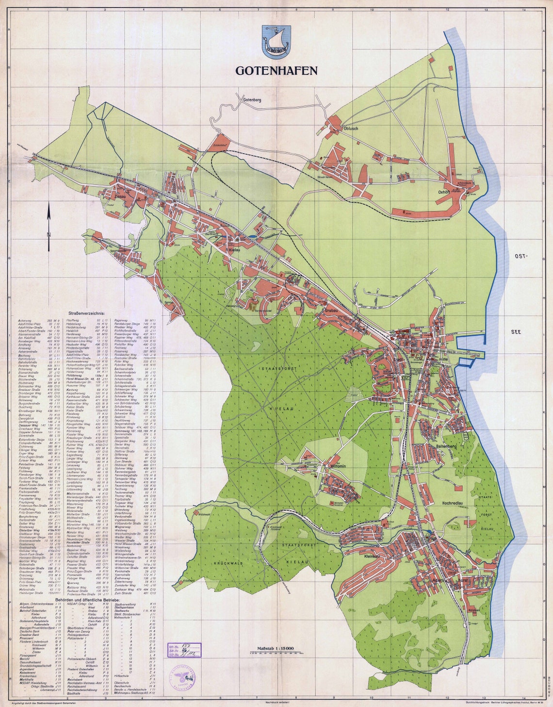 WW II Gdynia Map, Gdynia City Plan, Gotenhafen Map, Map of Gdynia, Old ...