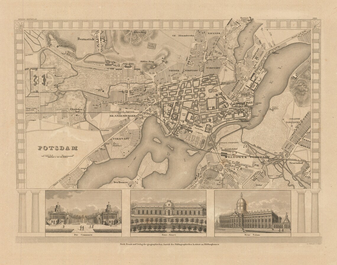 Potsdam Map Map of Potsdam Old Potsdam Map Germany Map Map - Etsy