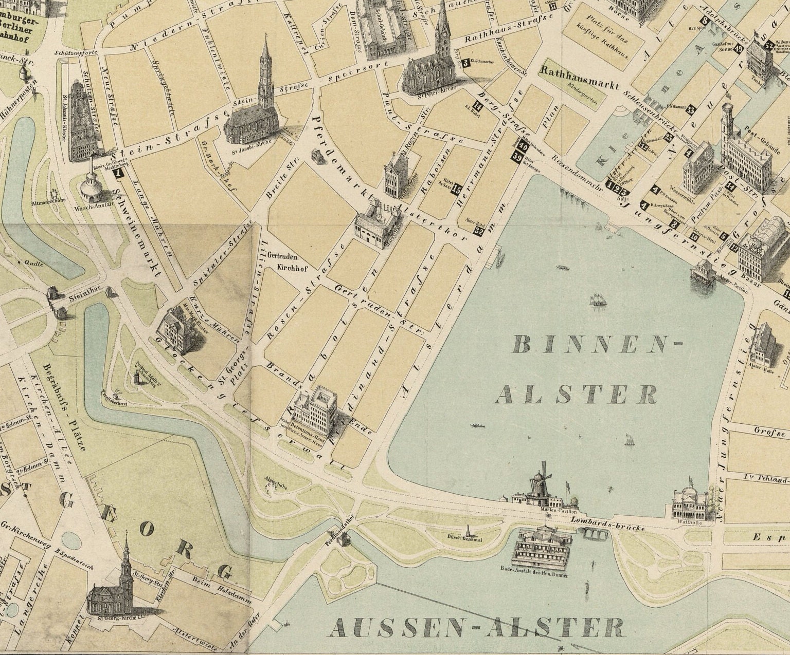 Hamburg Stadtplan, Hamburg Map, Map of Hamburg, Old Hamburg Map ...