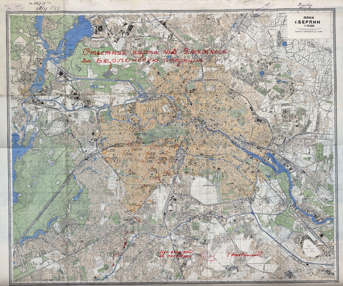 Soviet Berlin Map, War Berlin Map, Soviet Map of Berlin, Russian Map of ...