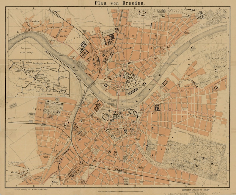 Plan Von Dresden, Dresden Stadtplan, Dresden Map, Map of Dresden, Old ...