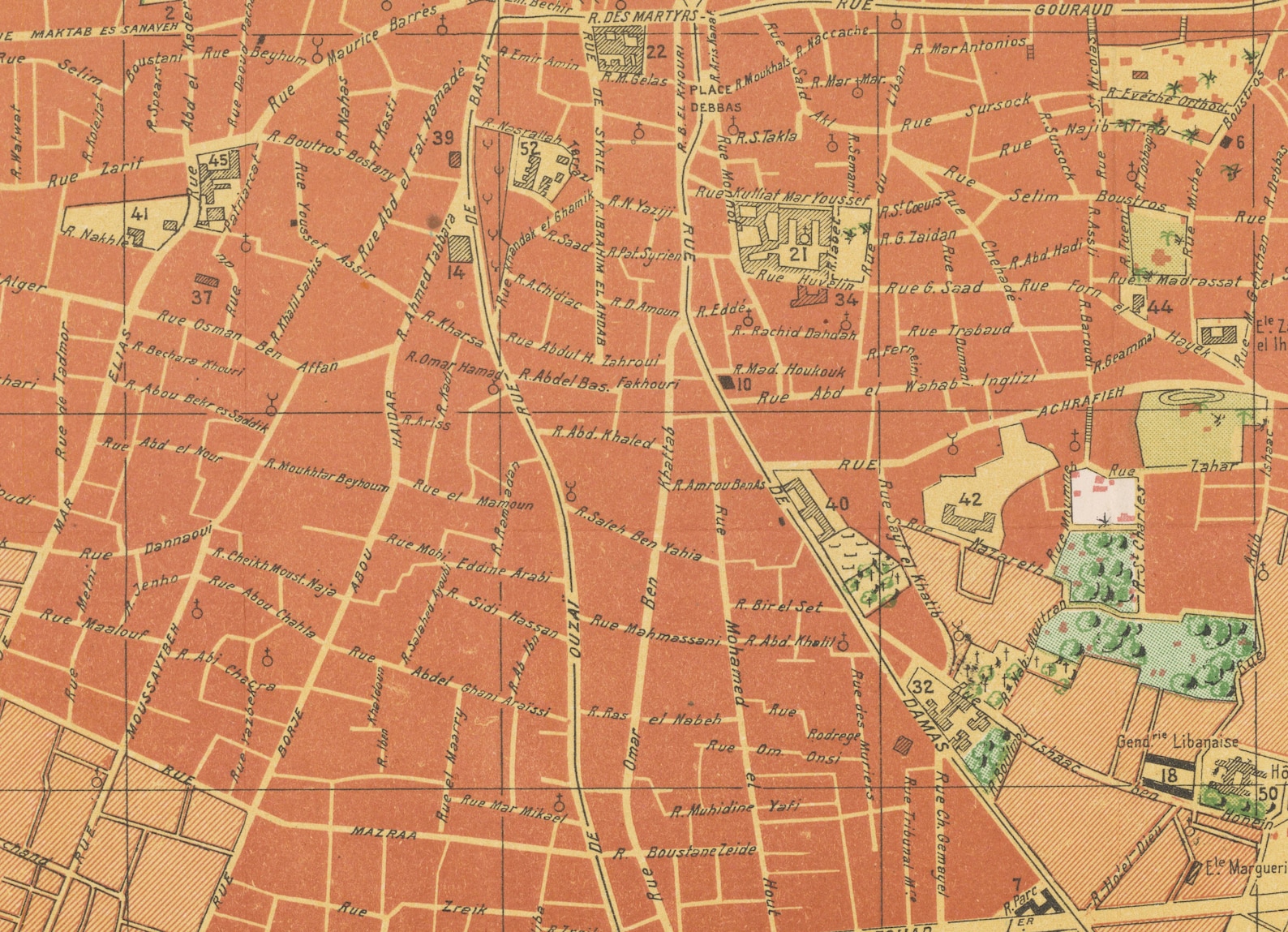 Beirut Vintage Map, Beirut Map, Beirut Map Print, Old Map of Beirut ...