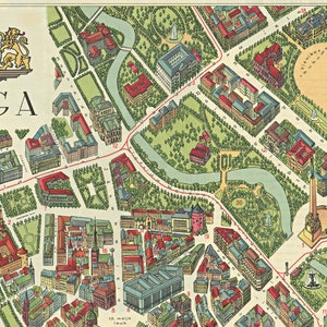 Riga Map - Old Map of Riga - Latvia Map Wall Decor - Europe Map - Map ...