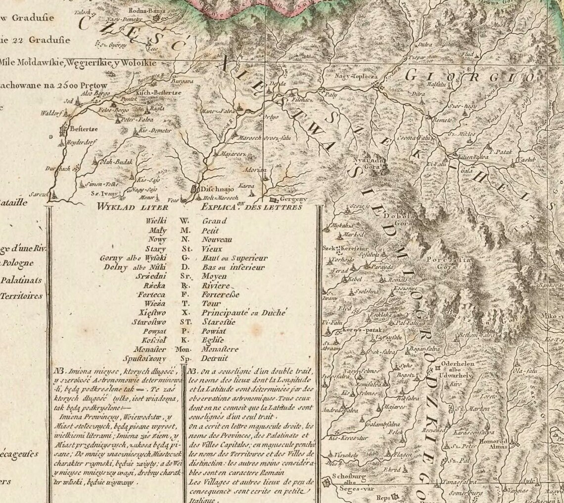 Map of the Borders of Poland and Transylvania Southern Part - Etsy