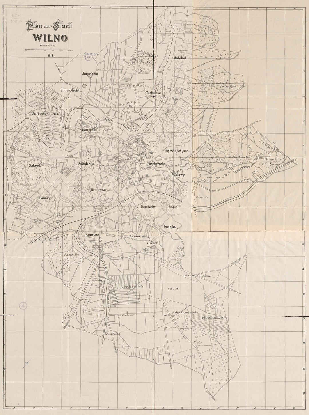 Wilno Map, Old Wilno Map, Retro Wilno Map, Map of Wilno, Retro Map of ...