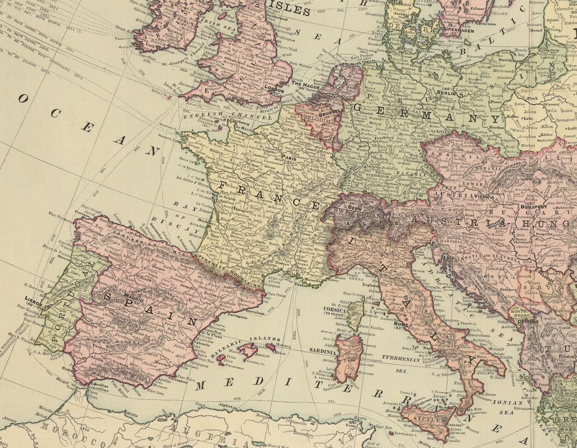 Old Map of Europe, Old Europe Map, Map of Europe, Printable Download ...