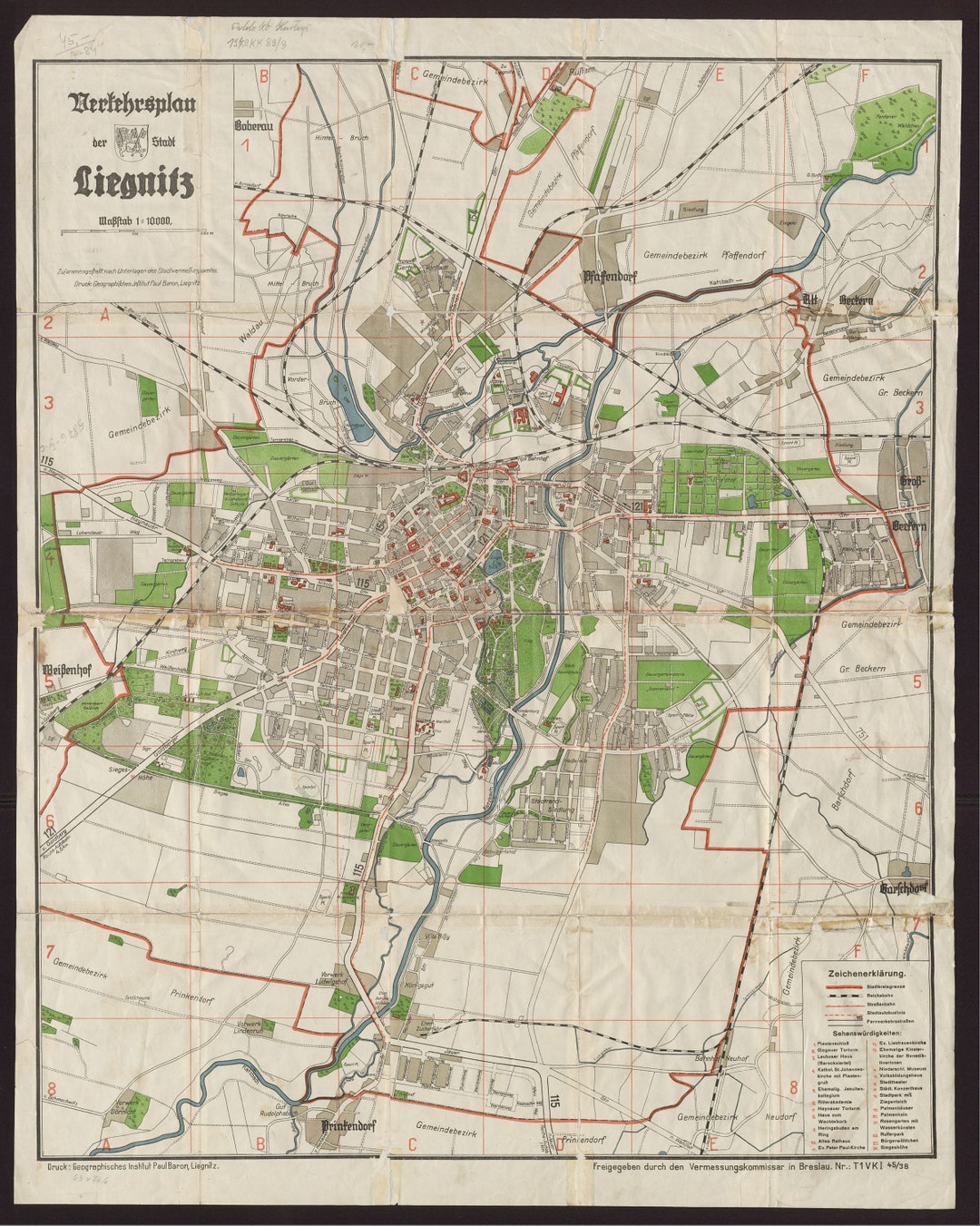 Legnica Map, Map of Legnica, Legnica Print, Legnica Poster, Legnica ...