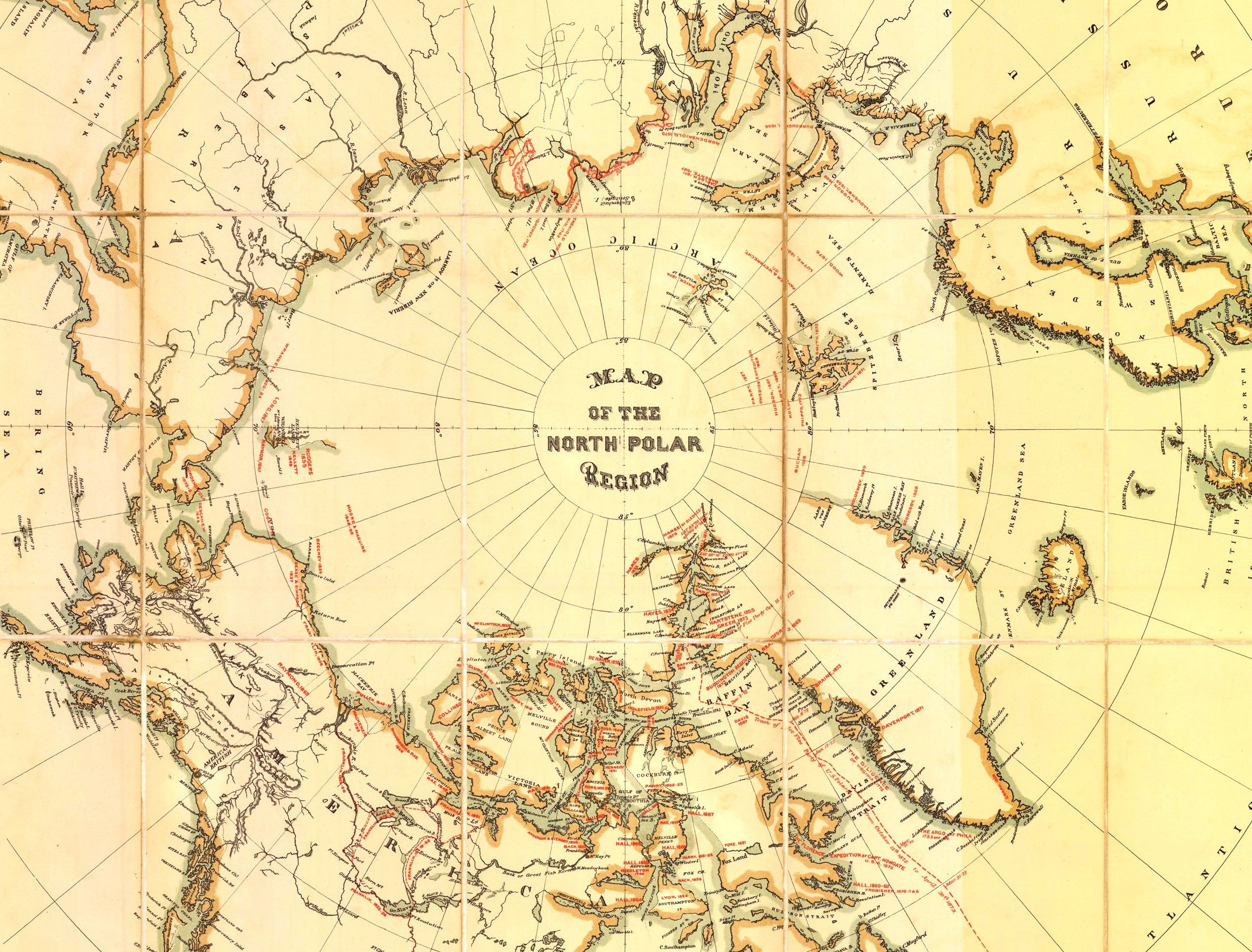Map of the North Polar Region, Polar Map, Arctic Map, North Pole Map ...