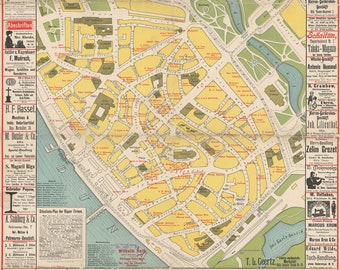 Riga Map, Retro Riga Plan, Old Map of Riga, Vintage Latvia Map, Latvia ...