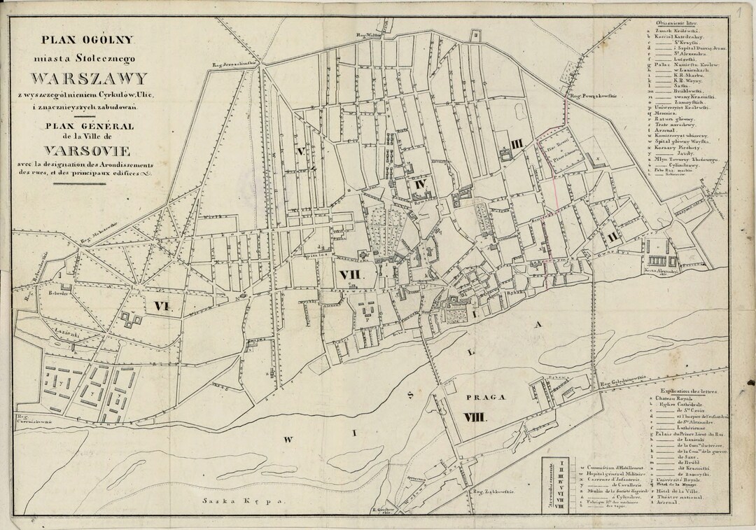 Warsaw Map, Map of Warsaw, Warsaw City, Old Warsaw Map, Retro Warsaw ...