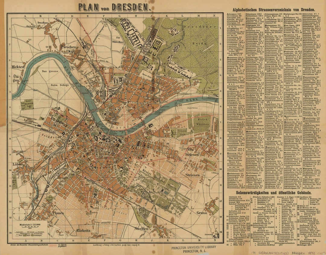 Plan Von Dresden, Dresden Stadtplan, Dresden Map, Map of Dresden, Old ...