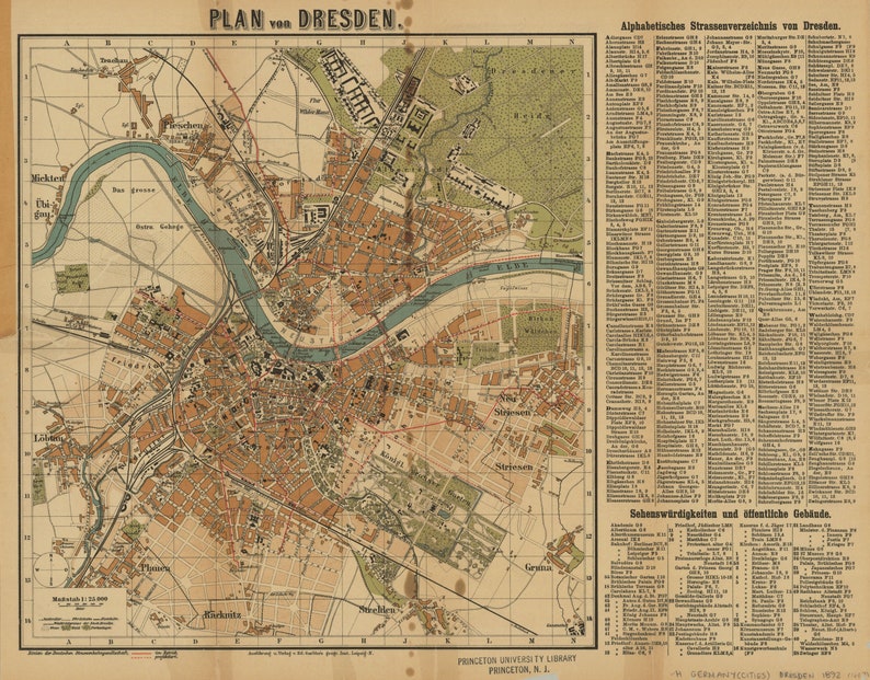 Plan Von Dresden, Dresden Stadtplan, Dresden Map, Map of Dresden, Old ...