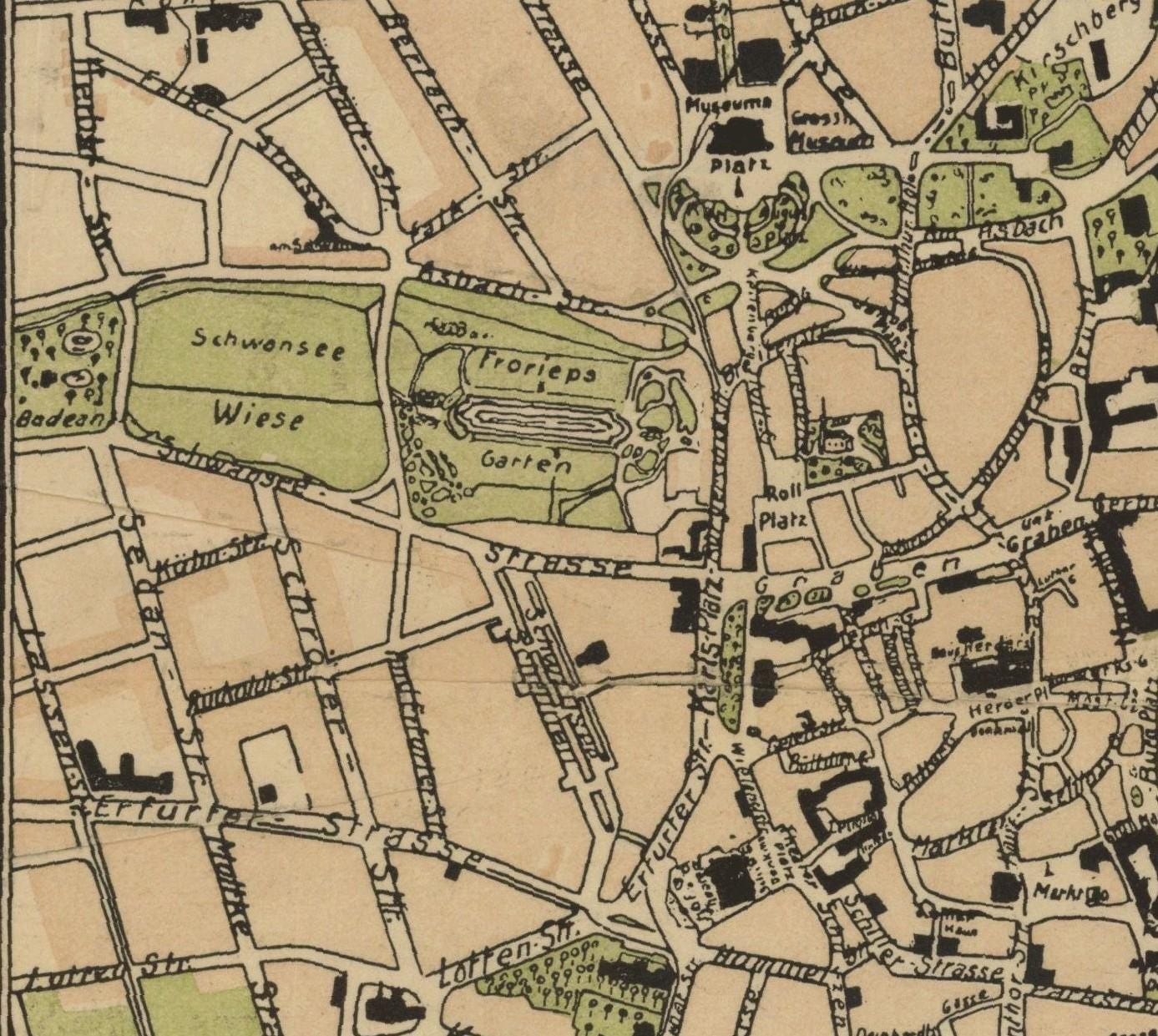 Weimar Stadtplan, Weimar Map, Map of Weimar, Old Weimar Map, Weimar ...