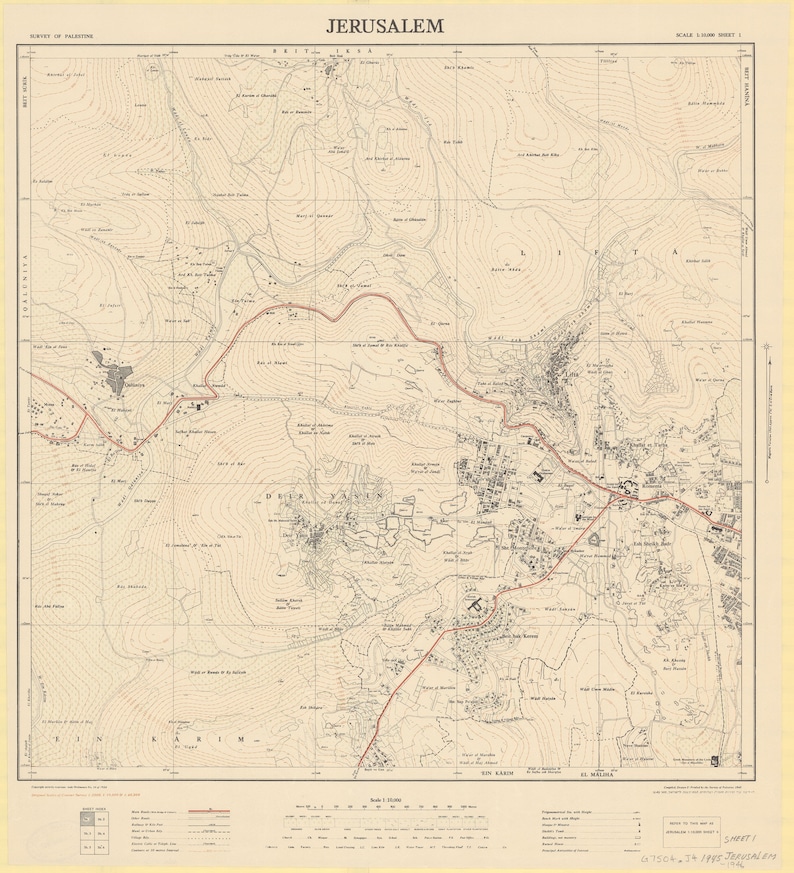 Old Map of Jerusalem Holy Land and Palestine, Jerusalem Map, Old ...