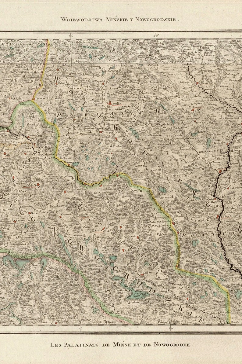 Old Map of Poland, Rizzi Zannoni, Carte De La Pologne, Minsk and ...