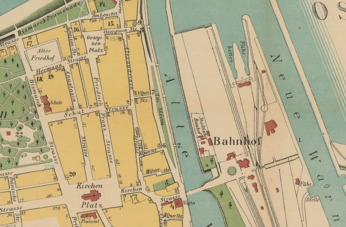 Warnemunde Map, Map of Warnemunde, Old Warnemunde Map, Germany Map, Map ...