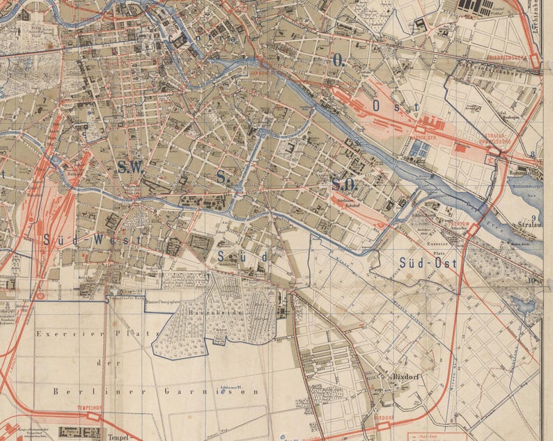 Berlin Map Print, Straube's Plan of Berlin 1887 (digital Download) - Etsy