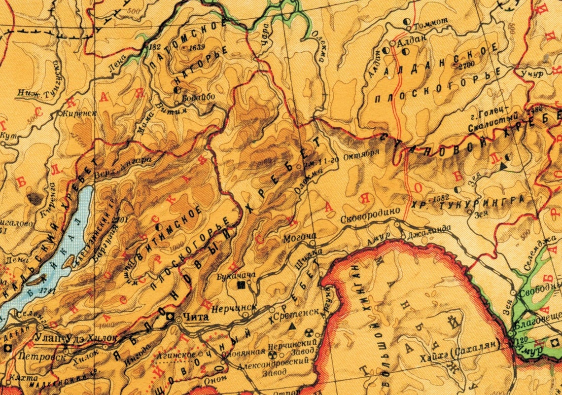 Siberia Map Eastern Siberia Soviet Map Map of Siberia - Etsy