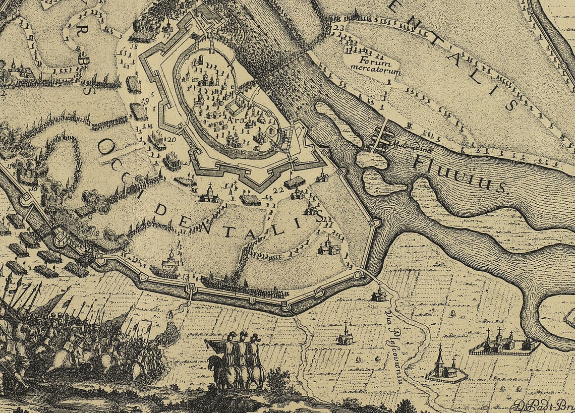 Map of the Assault on the Town of Veliky Novgorod in 1611 by Swedish ...