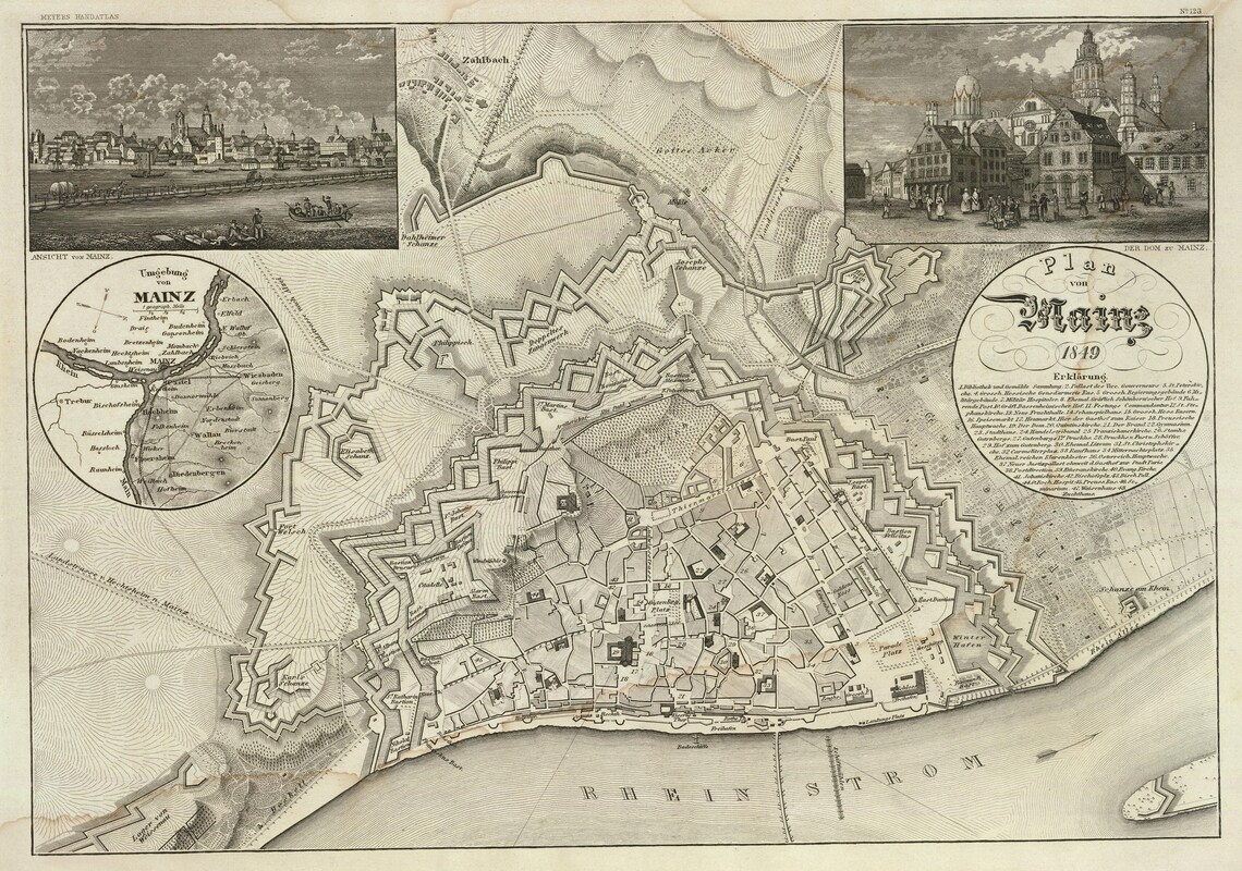 Mainz Map, Map of Mainz, Old Mainz Map, Germany Map, Map of Germany ...