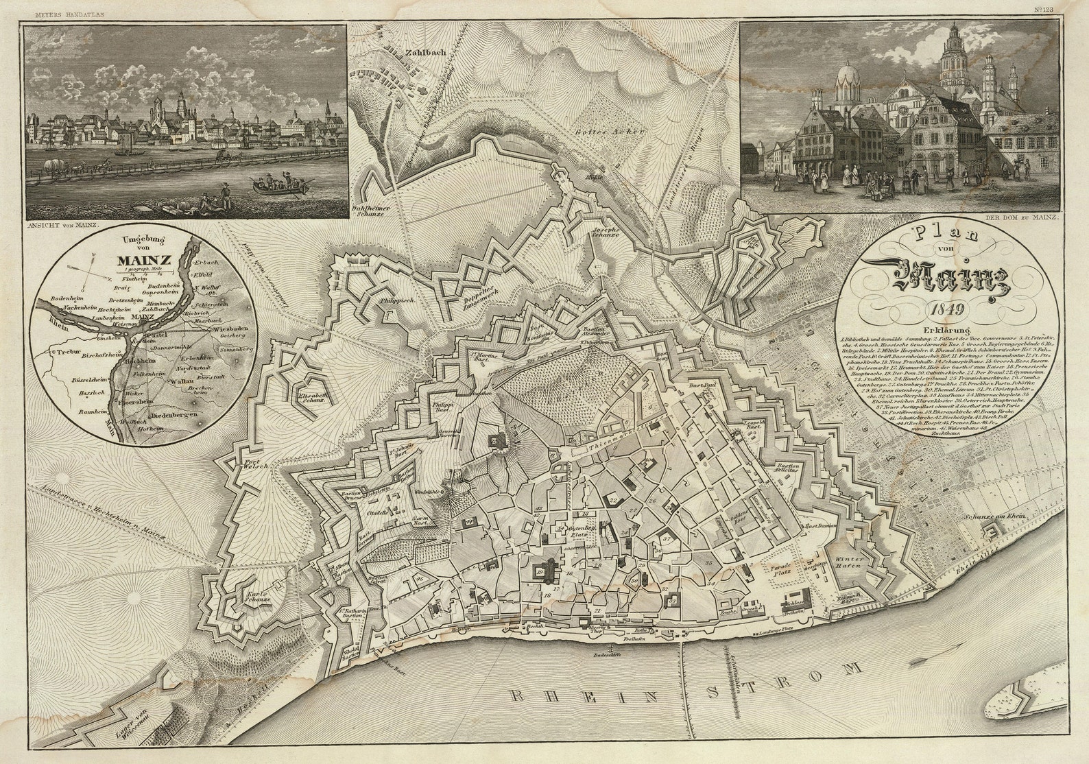 Mainz Map, Map of Mainz, Old Mainz Map, Germany Map, Map of Germany ...