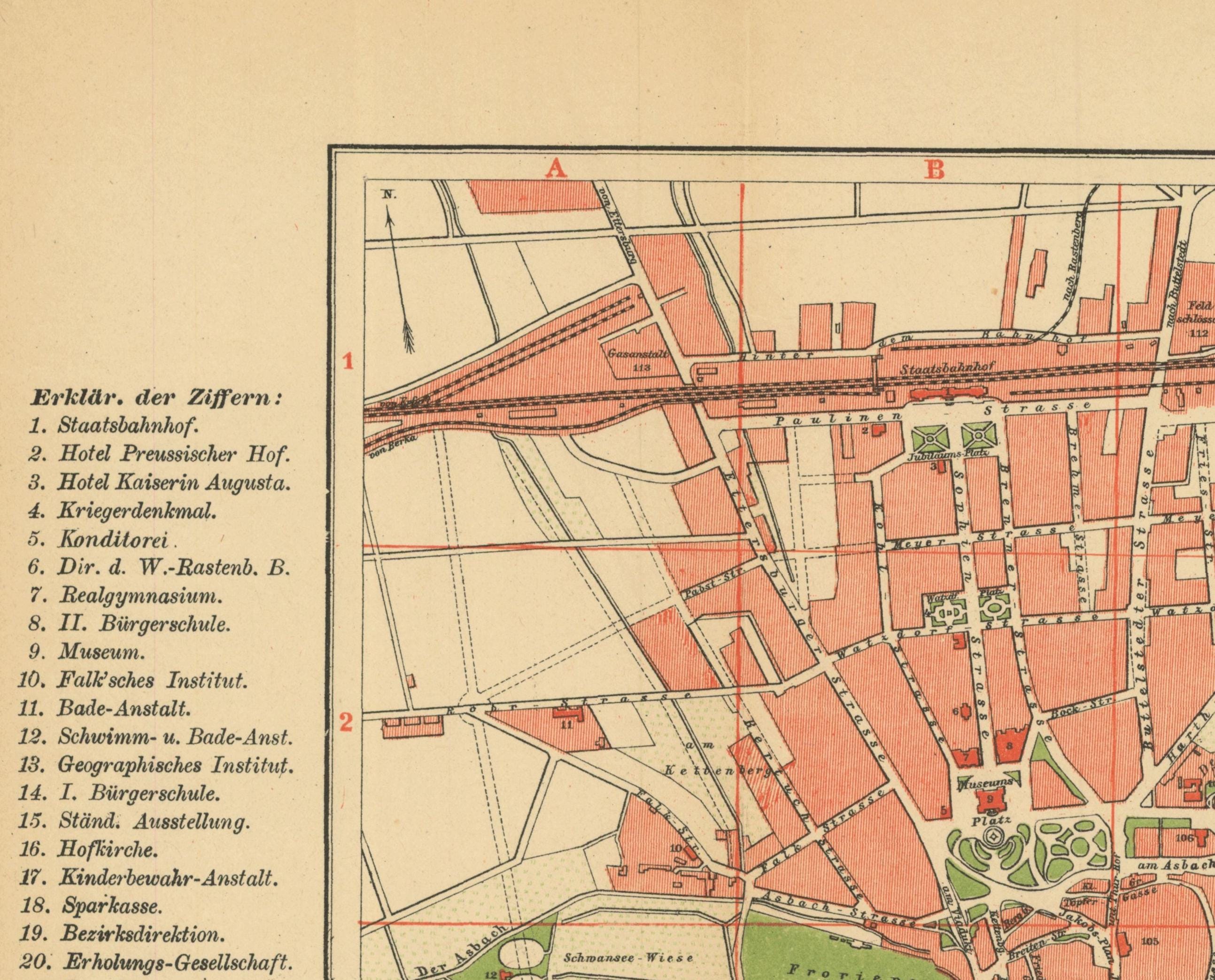 Weimar Stadtplan, Weimar Map, Map of Weimar, Old Weimar Map, Weimar ...