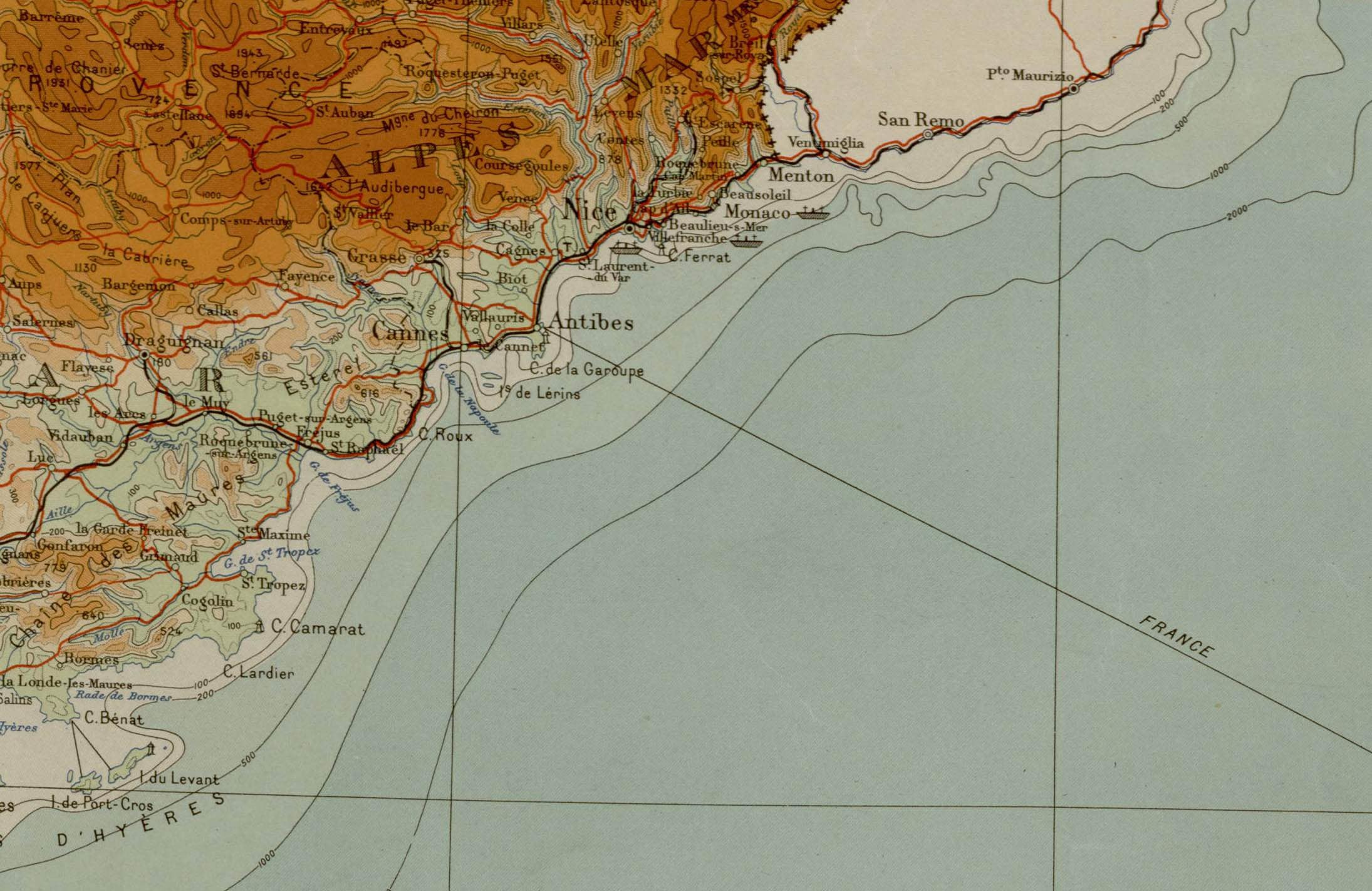 Mapa de Niza Carte de France Mapa de Niza Plan de Niza - Etsy España