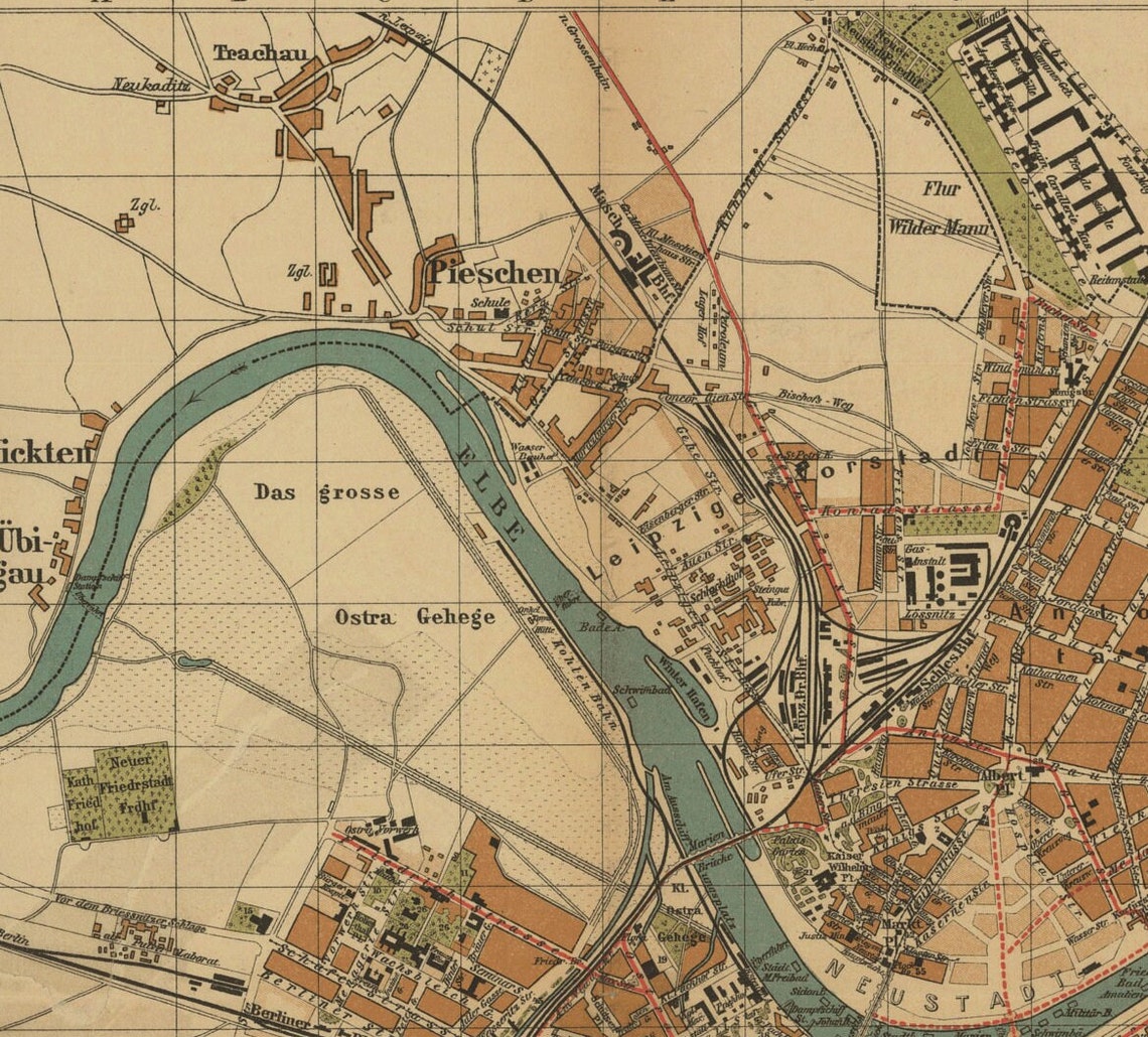 Plan Von Dresden, Dresden Stadtplan, Dresden Map, Map of Dresden, Old ...