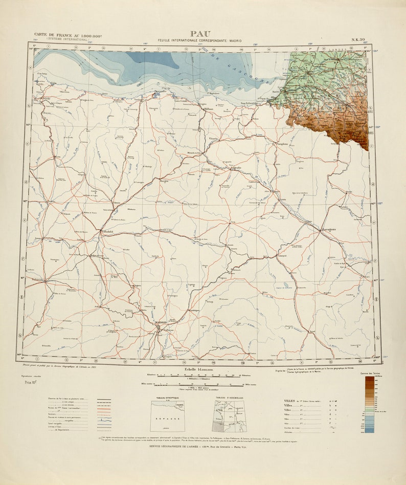 Pau Map, Pau Plan, Carte De France, Map of France, Pau City, Old Map of ...