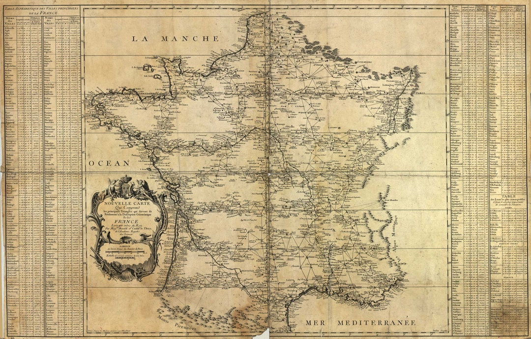 Map of France Vintage, Map of France, France Map, France Map Wall Art ...